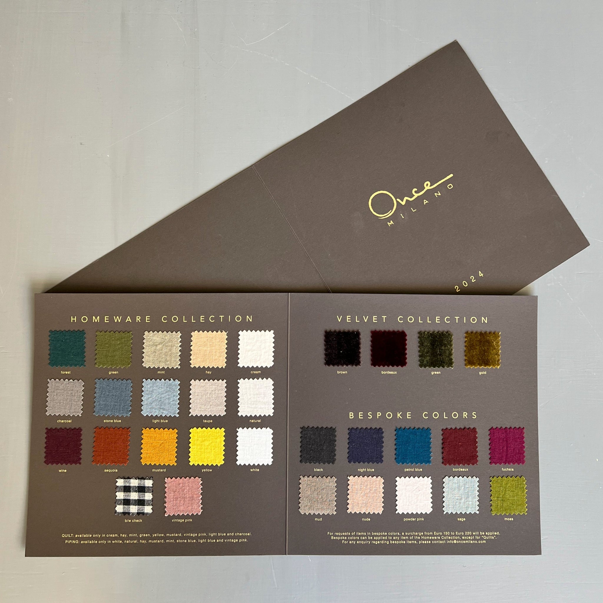 Once Milano 2024 colour chart